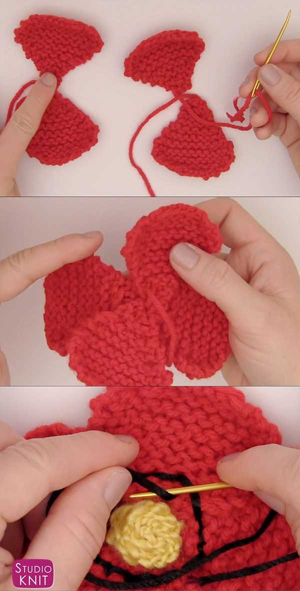 Easy Knitting Pattern for Poppies