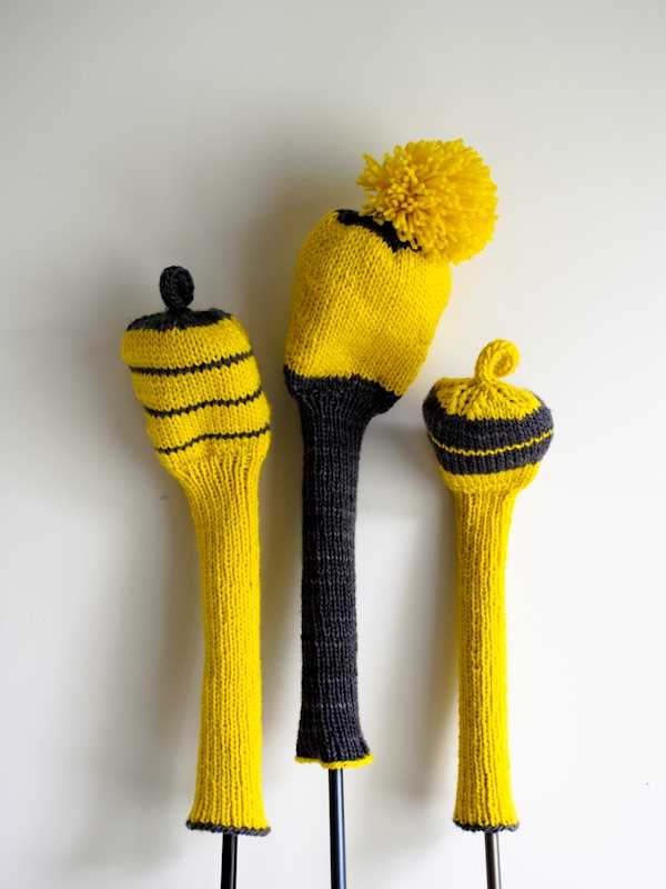Free pattern for knitted golf club covers
