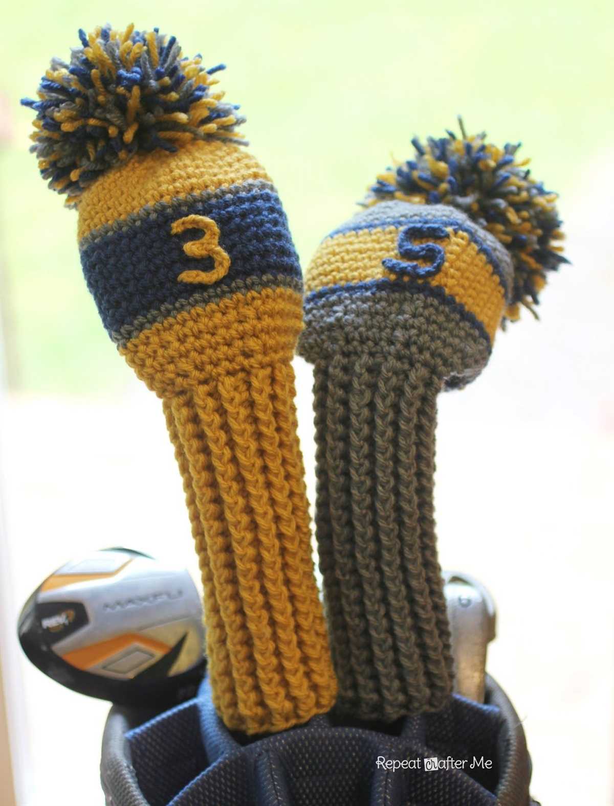 Free pattern for knitted golf club covers