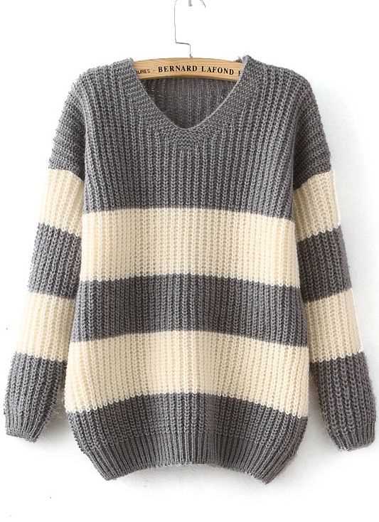Unique Striped Knitted Sweater Design