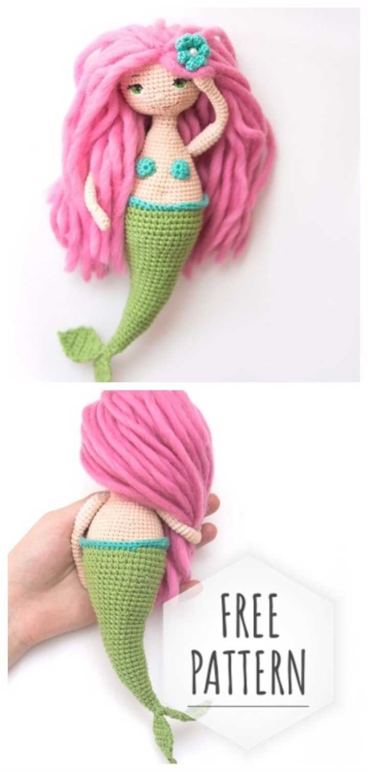 Free pattern for knitted mermaid doll