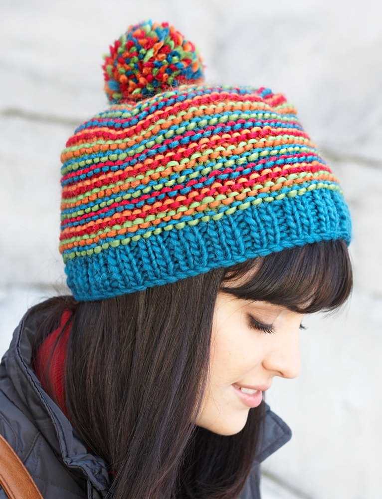 Easy-to-follow striped knit hat pattern for free